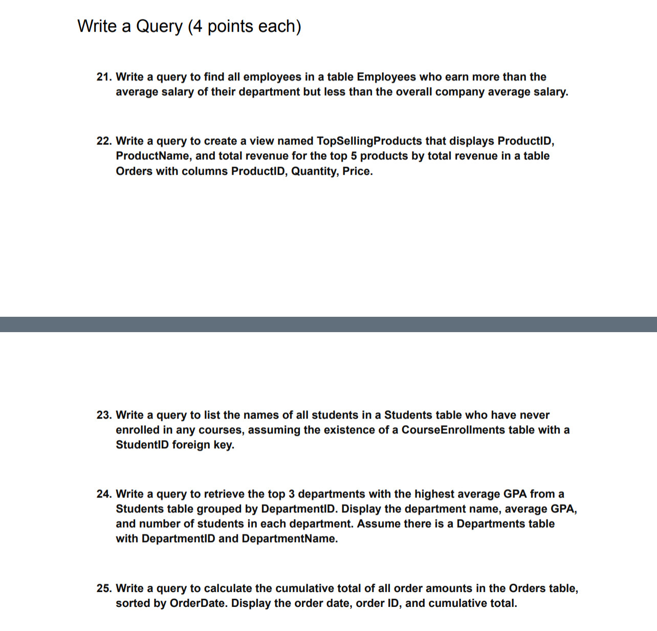 Solved I cant figure out these few queries. If you can it | Chegg.com