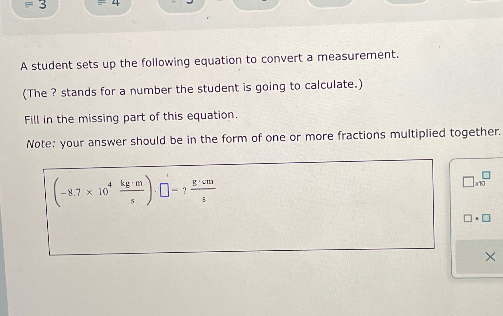 Solved A student sets up the following equation to convert a | Chegg.com