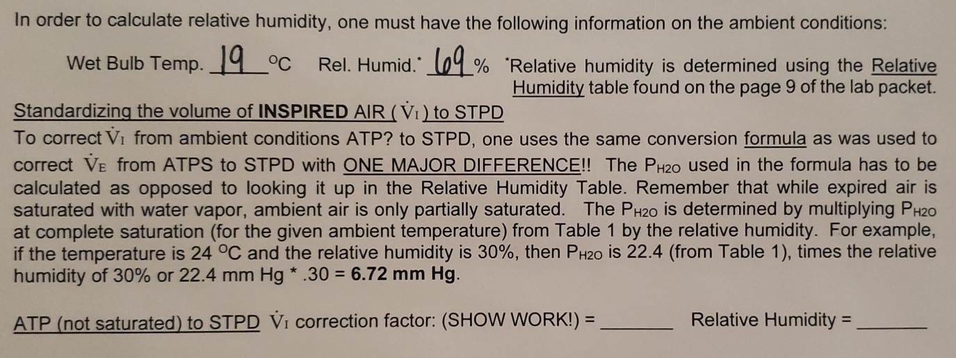 Solved In order to calculate relative humidity, one must | Chegg.com