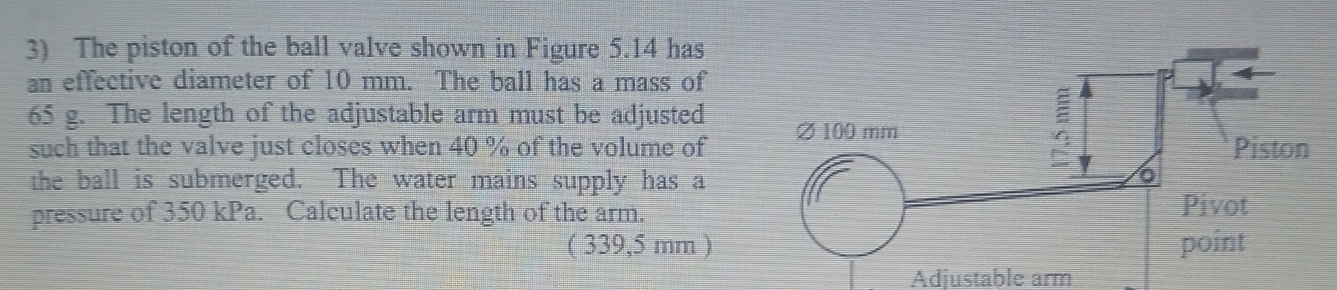 Solved The piston of the ball valve shown in Figure 5.14 | Chegg.com