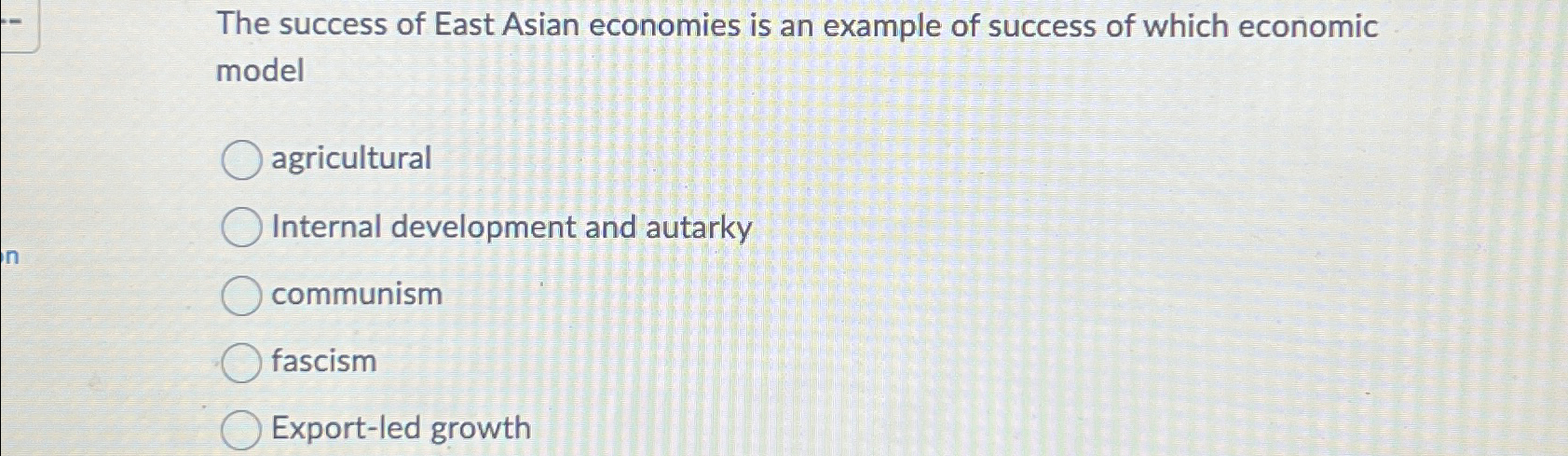 Solved The success of East Asian economies is an example of | Chegg.com