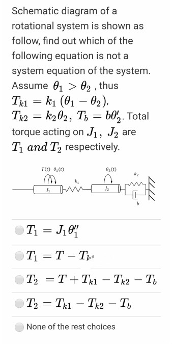 Solved Schematic diagram of a rotational system is shown as | Chegg.com