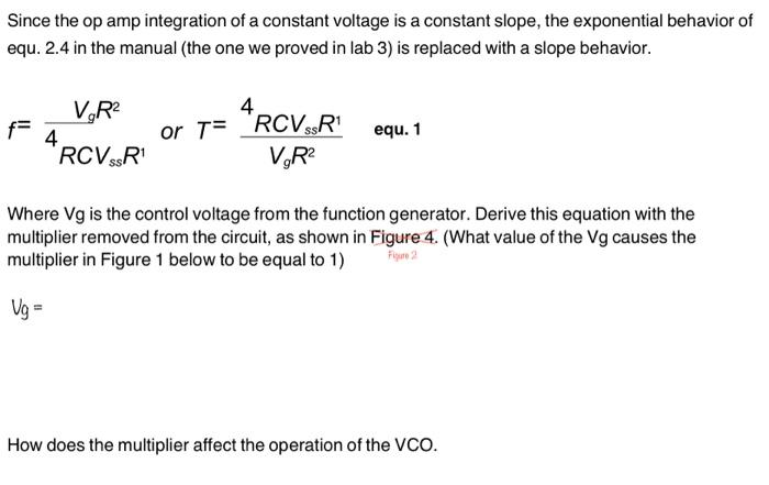 Figure 1: Voltage Controlled Oscillator (VCO)Since | Chegg.com