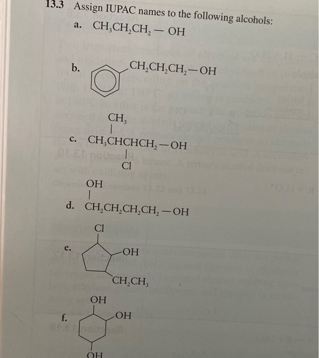 Solved 13.3 Assign IUPAC names to the following alcohols: a. | Chegg.com