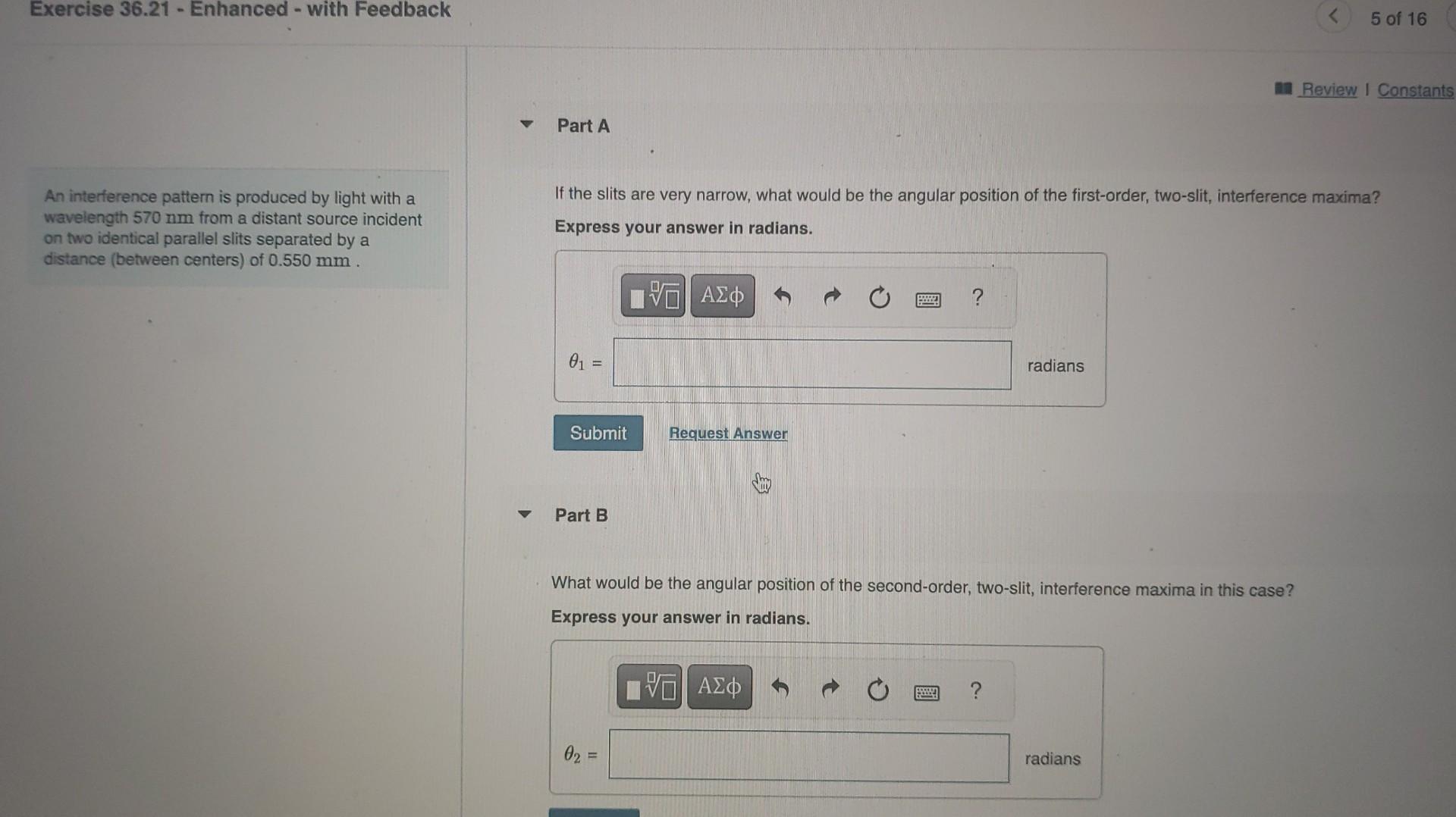 Solved An interference pattern is produced by light with a | Chegg.com