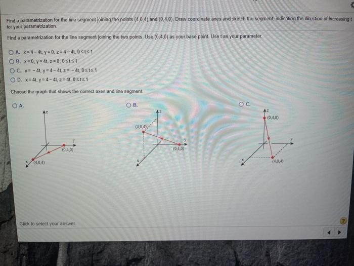 Solved Find a parametrization for the line segment joining | Chegg.com