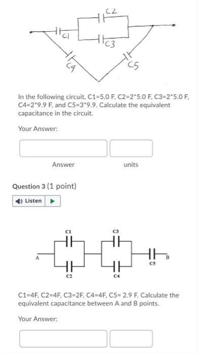 Solved .CZ 413 05 In the following circuit, C1=5.0 F, | Chegg.com
