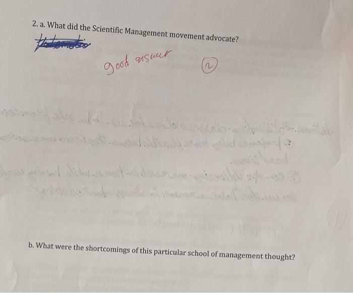 Solved 2. a. What did the Scientific Management movement | Chegg.com