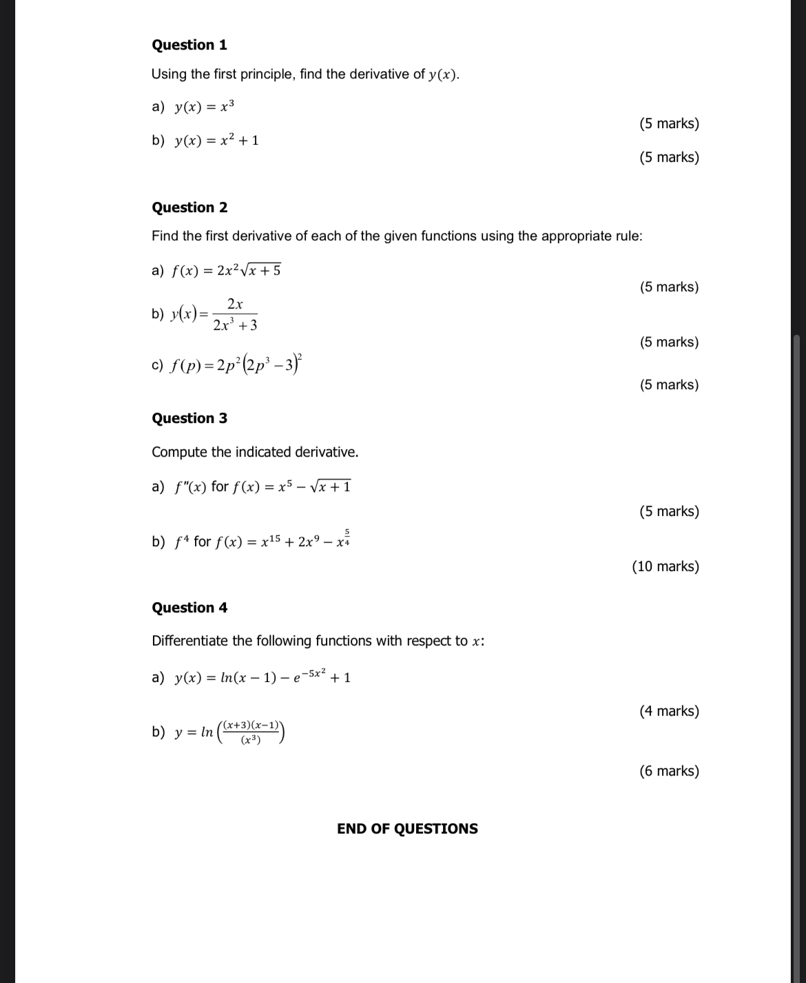 Solved Question 1Using the first principle, find the | Chegg.com