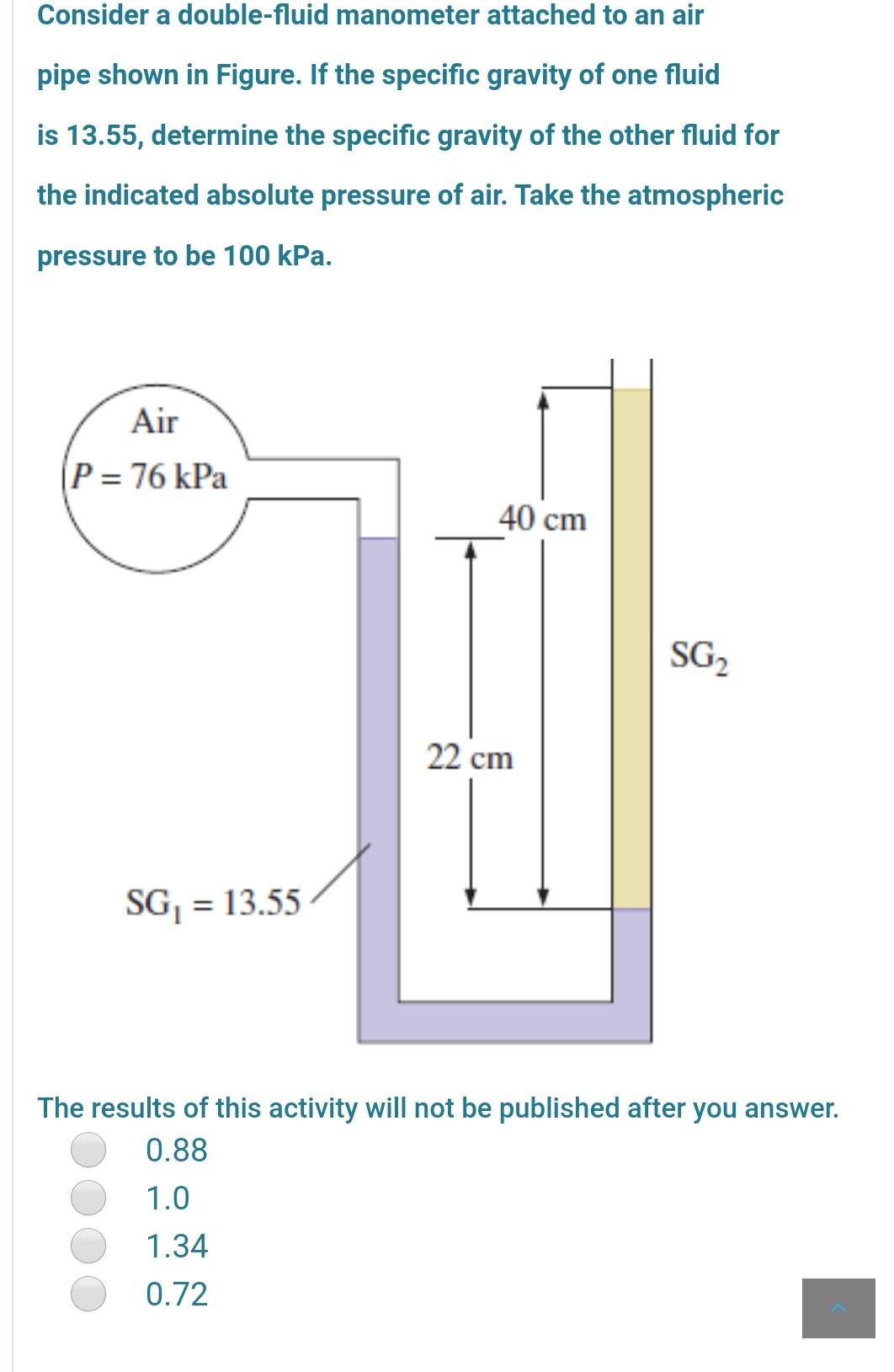 Solved Consider a double-fluid manometer attached to an air | Chegg.com