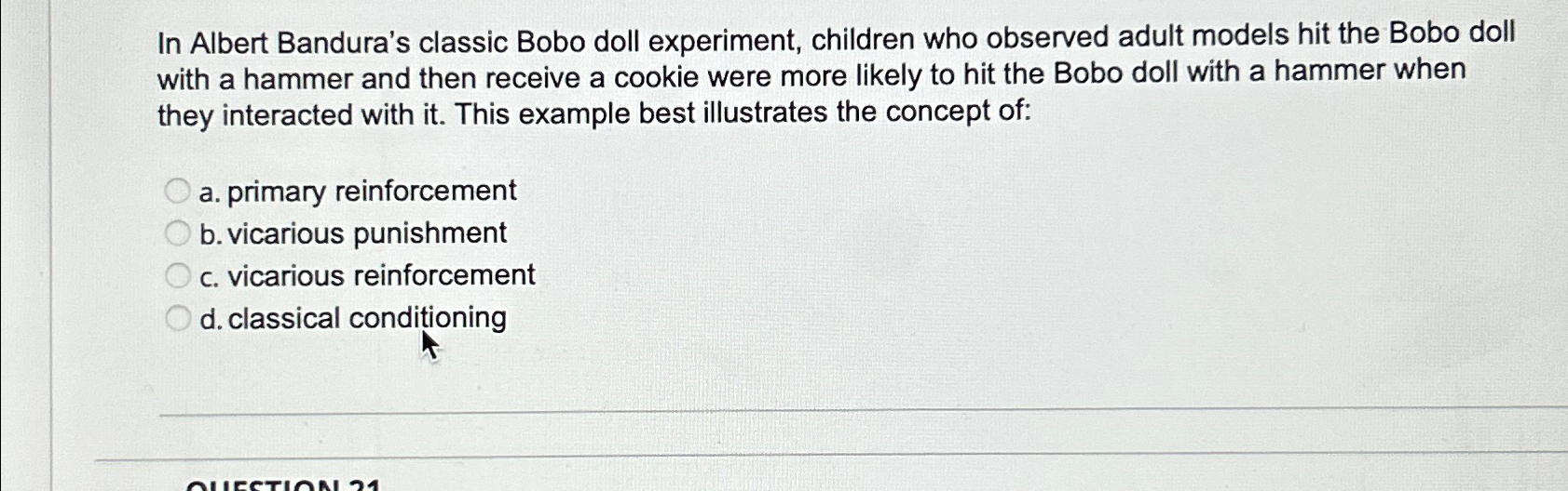 Solved In Albert Bandura's classic Bobo doll experiment, | Chegg.com