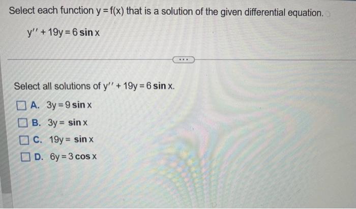 Solved Select each function y=f(x) that is a solution of the | Chegg.com