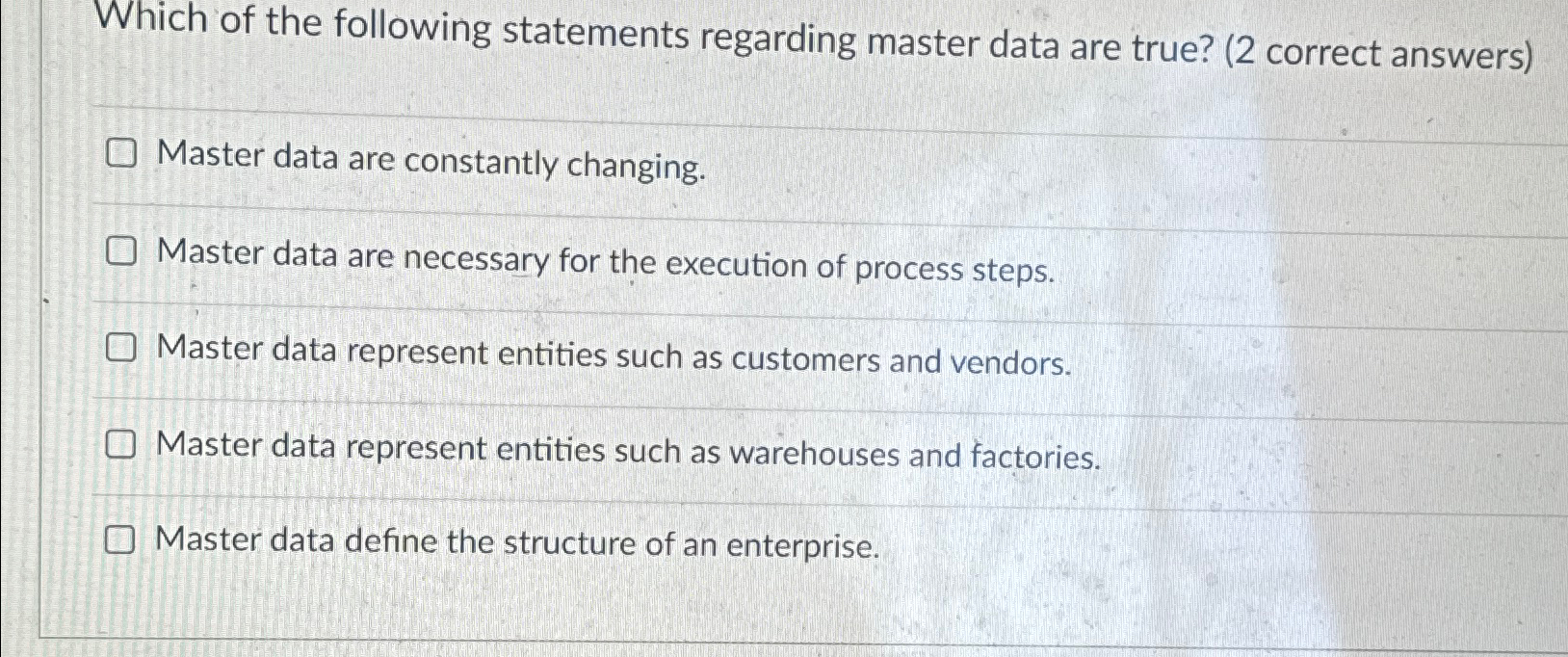 Solved Which of the following statements regarding master | Chegg.com