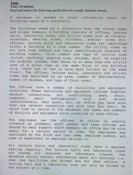 Solved Tasks Task 1(4 marks) Read and analyse the following | Chegg.com