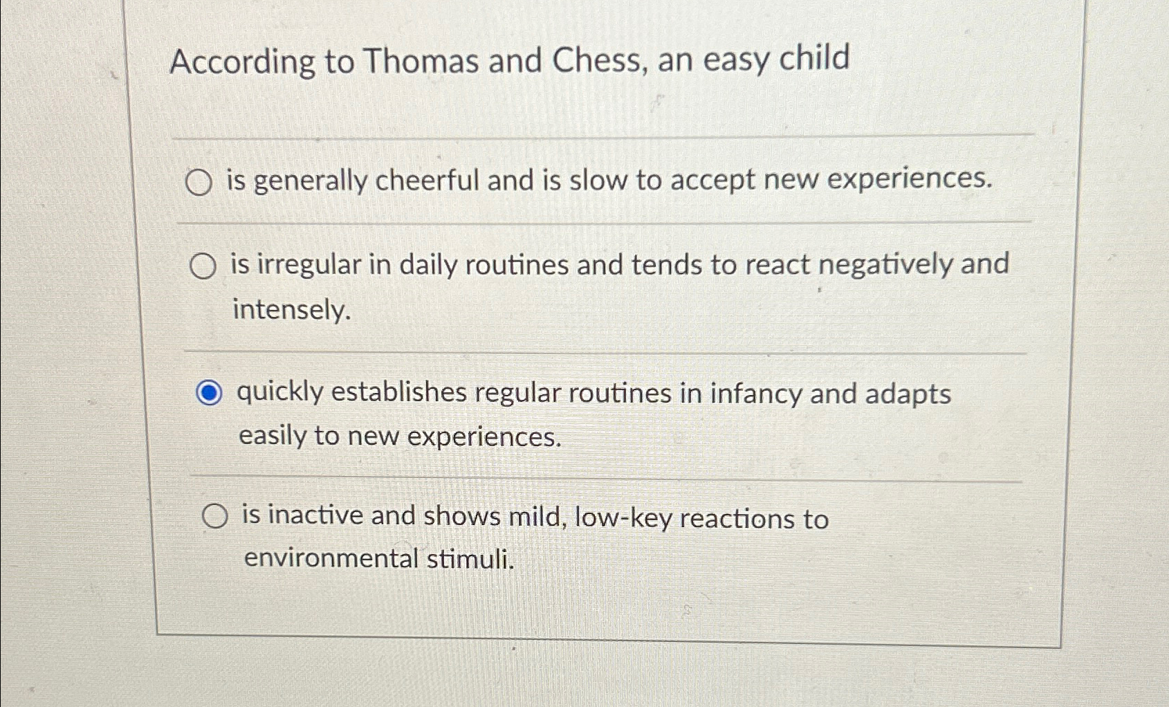 Solved According to Thomas and Chess, an easy childis | Chegg.com
