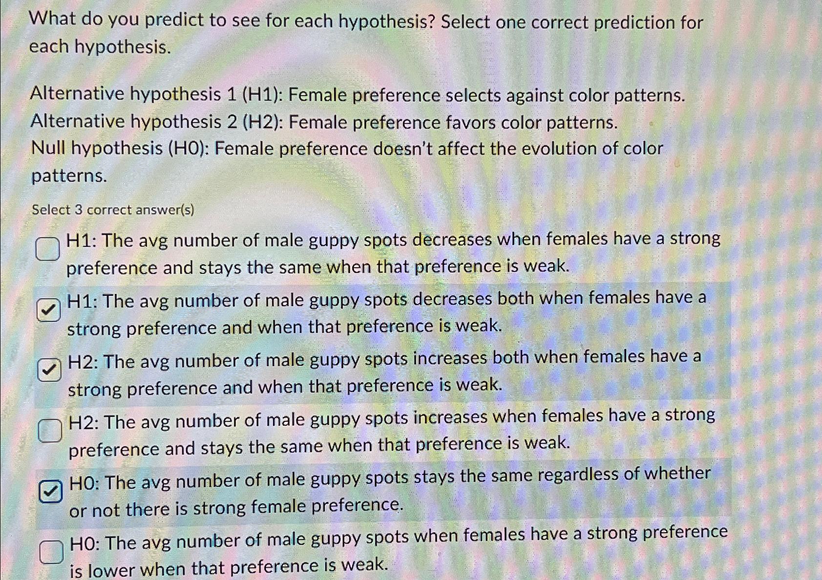 Solved What do you predict to see for each hypothesis? | Chegg.com