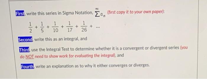 Solved + First write this series in Sigma Notation, Ea, | Chegg.com