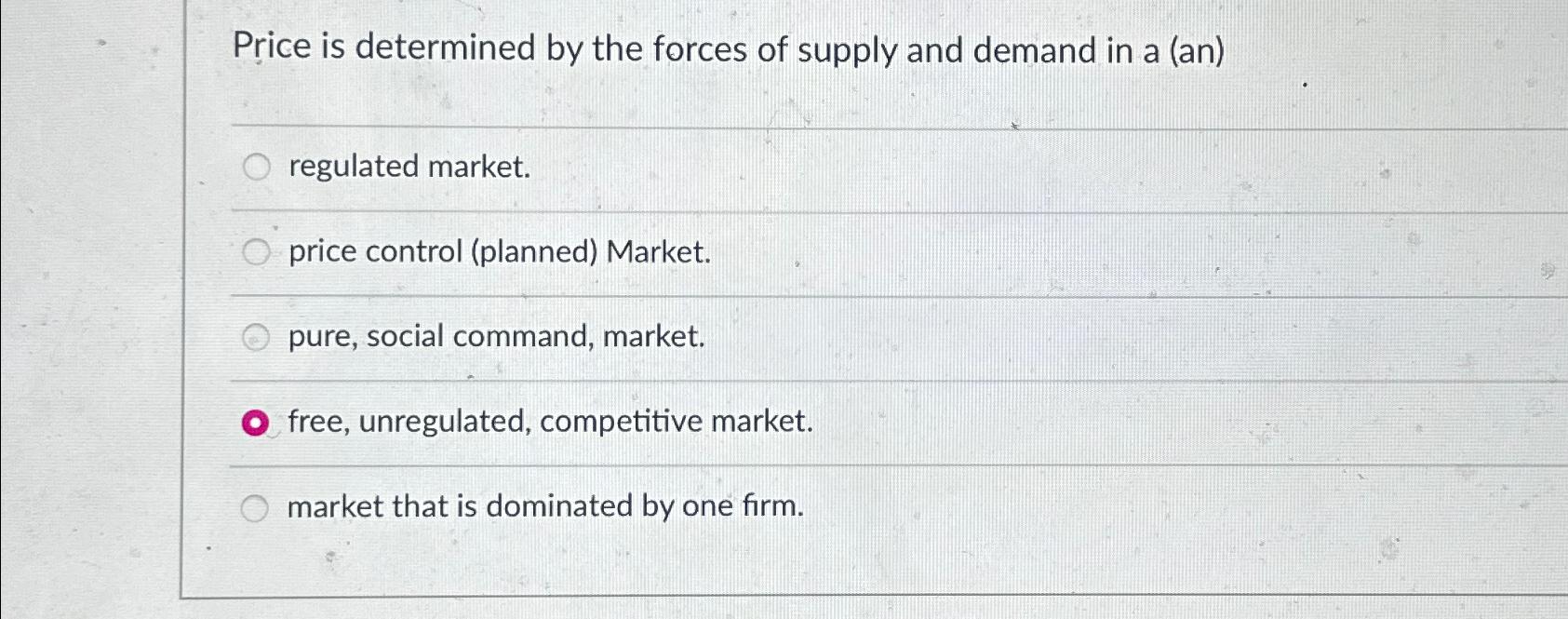 Solved Price is determined by the forces of supply and | Chegg.com