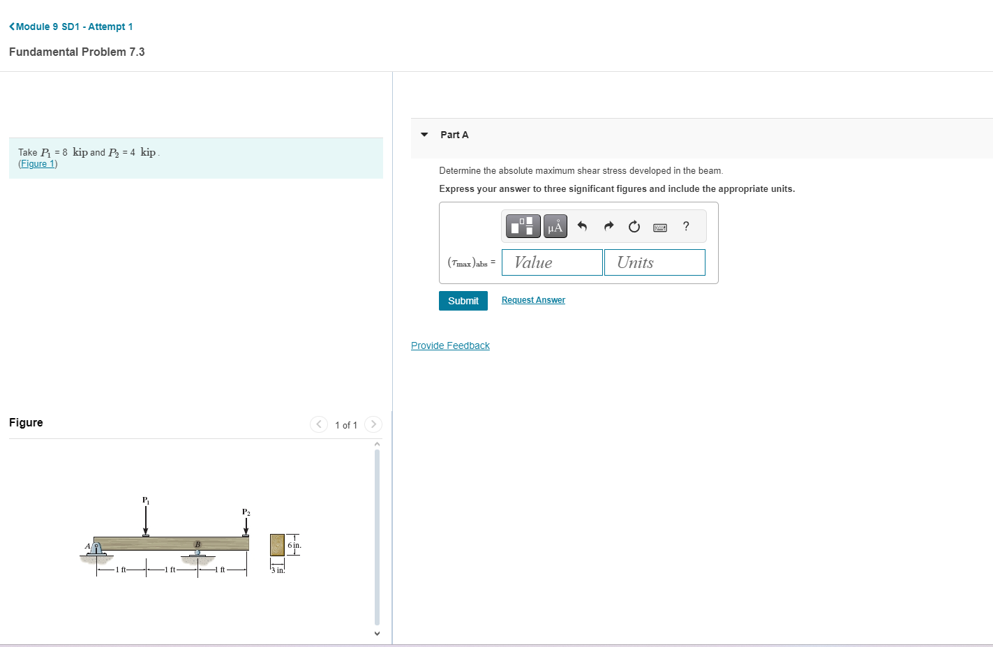 Fundamental Problem 7.3Take P1=8kip and | Chegg.com