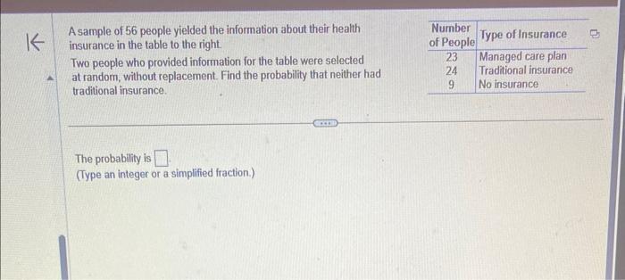 Solved A sample of 56 people yielded the information about | Chegg.com