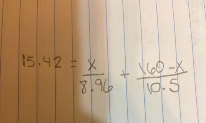 Solved 15.42 + X 8.96 160-X Toos | Chegg.com