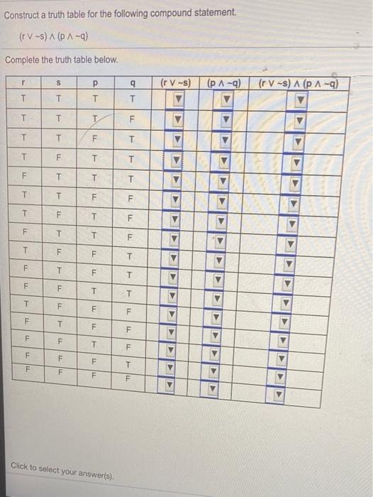 Solved Construct a truth table for the following compound | Chegg.com