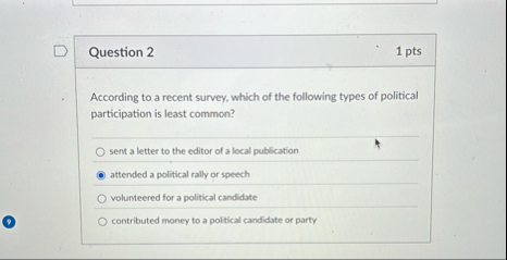 Solved Question 21 ﻿ptsAccording to a recent survey, which | Chegg.com