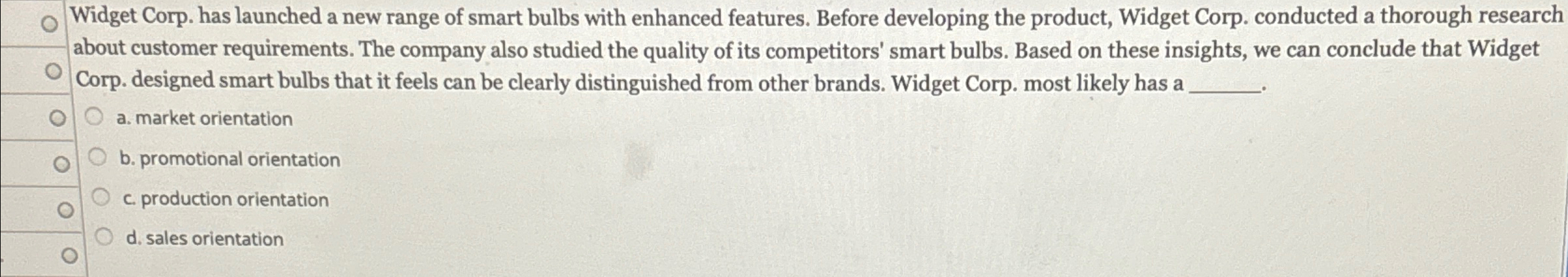 Solved Widget Corp. has launched a new range of smart bulbs | Chegg.com