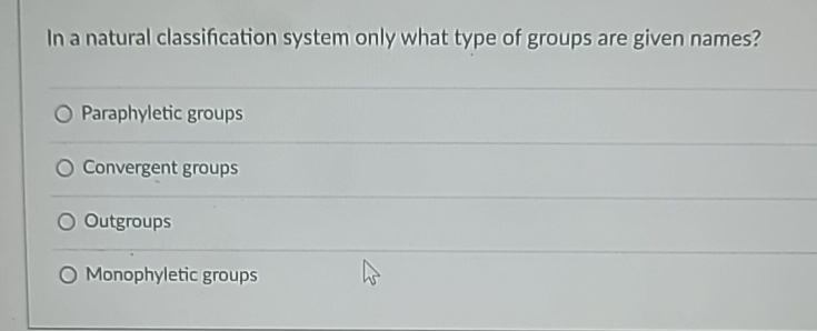Solved In a natural classification system only what type of | Chegg.com