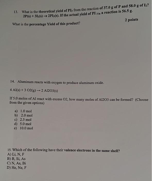 Solved 13. What is the theoretical yield of \\( | Chegg.com