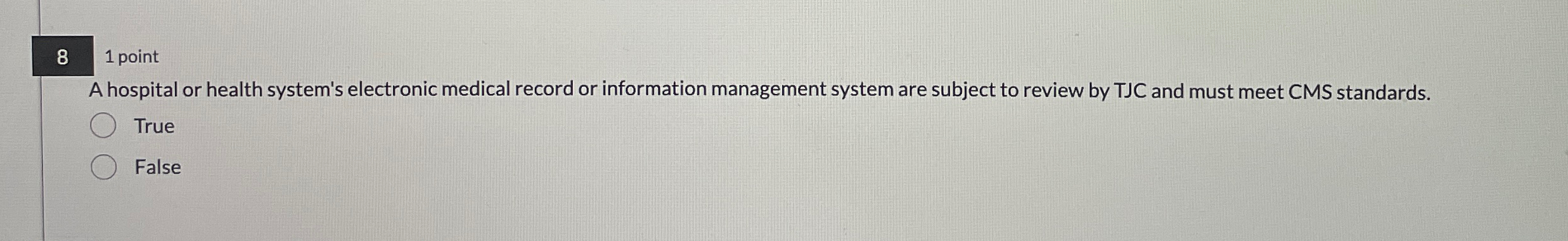 Solved 8 1 ﻿pointA hospital or health system's electronic | Chegg.com