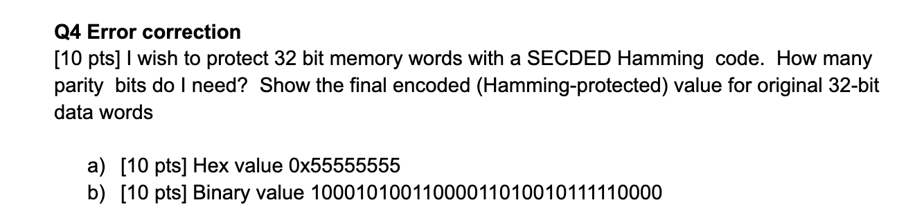 Solved Q4 ﻿Error correction [10 ﻿pts] ﻿I wish to protect 32 | Chegg.com