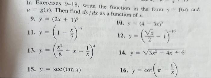 Solved In Exercises 9-18, write the function in the form | Chegg.com
