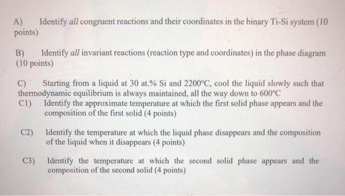 Solved Problem 1. Binary phase diagram (40 points) The Ti-Si | Chegg.com