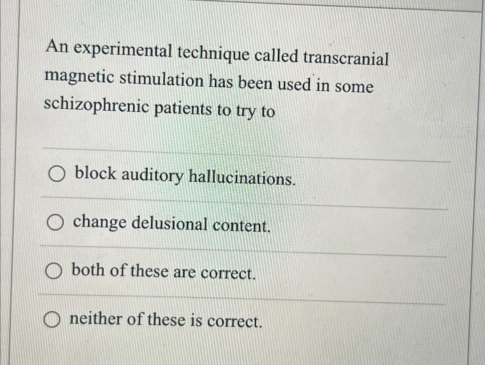 Solved An experimental technique called transcranial | Chegg.com