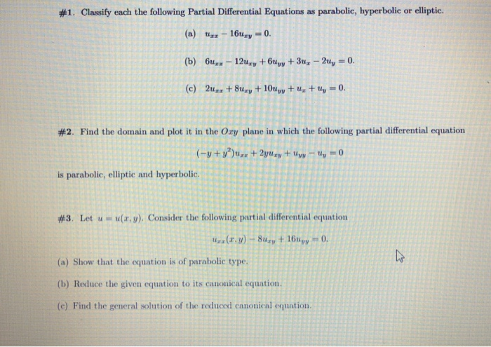 Solved #1. Classify each the following Partial Differential | Chegg.com