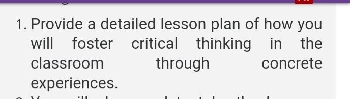 1. Provide a detailed lesson plan of how you will | Chegg.com