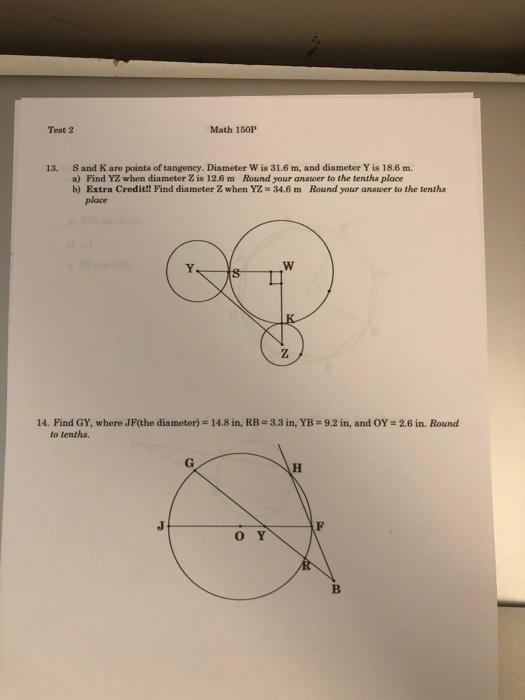 Solved Test 2 Math 150P Determine the total distance around | Chegg.com