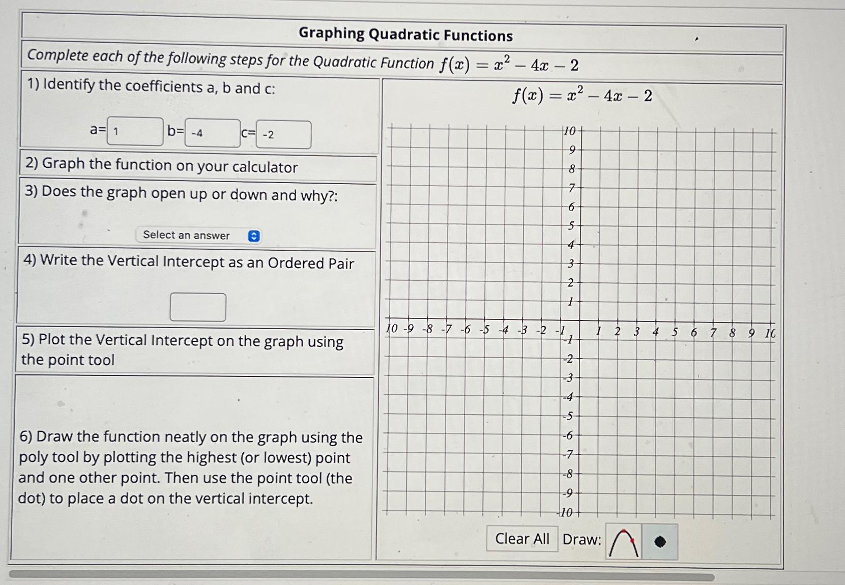 Solved Graphing Quadratic Functionscomplete Each Of The