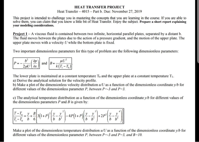 HEAT TRANSFER PROJECT Heat Transfer - 4015 - Part b. | Chegg.com