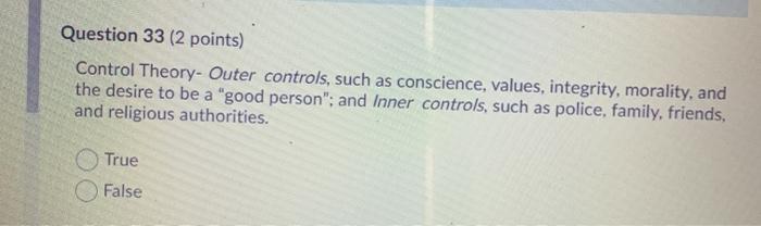 Solved Question 33 (2 points) Control Theory- Outer | Chegg.com