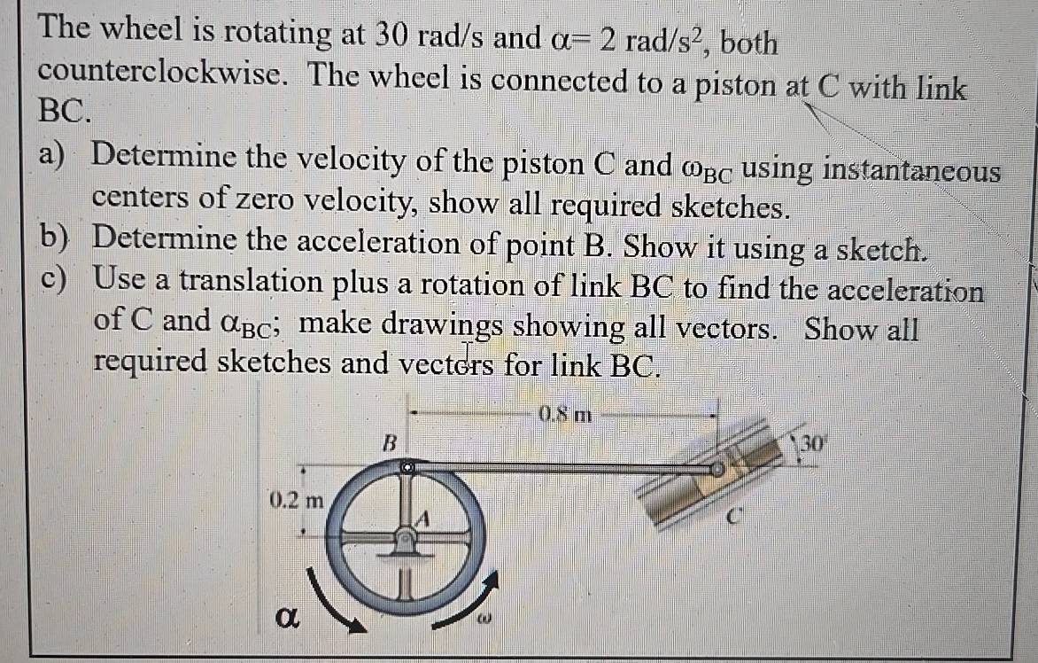 Solved The wheel is rotating at 30rads ﻿and α=2rads2, ﻿both | Chegg.com