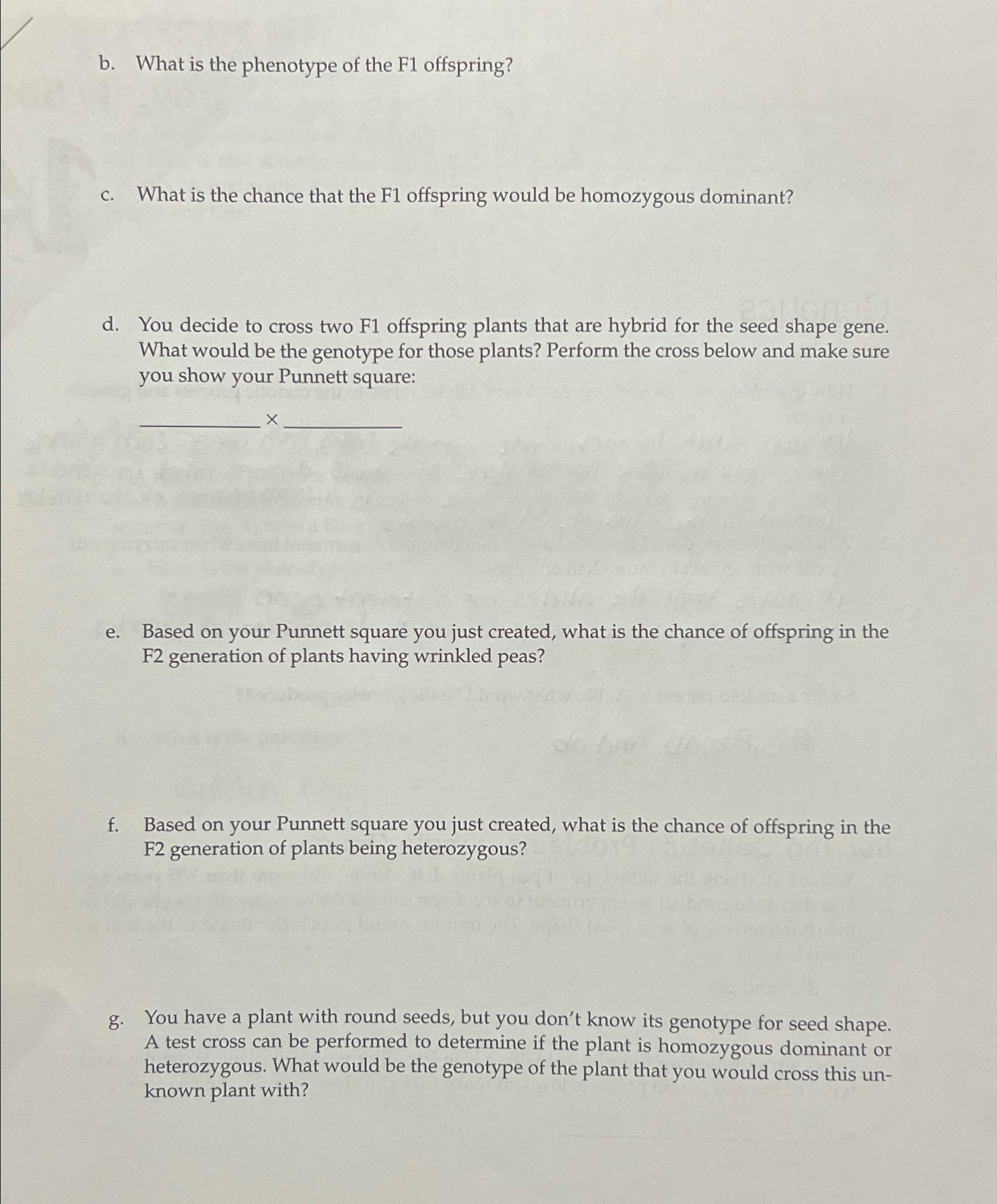 Solved b. ﻿What is the phenotype of the F1 ﻿offspring?c. | Chegg.com