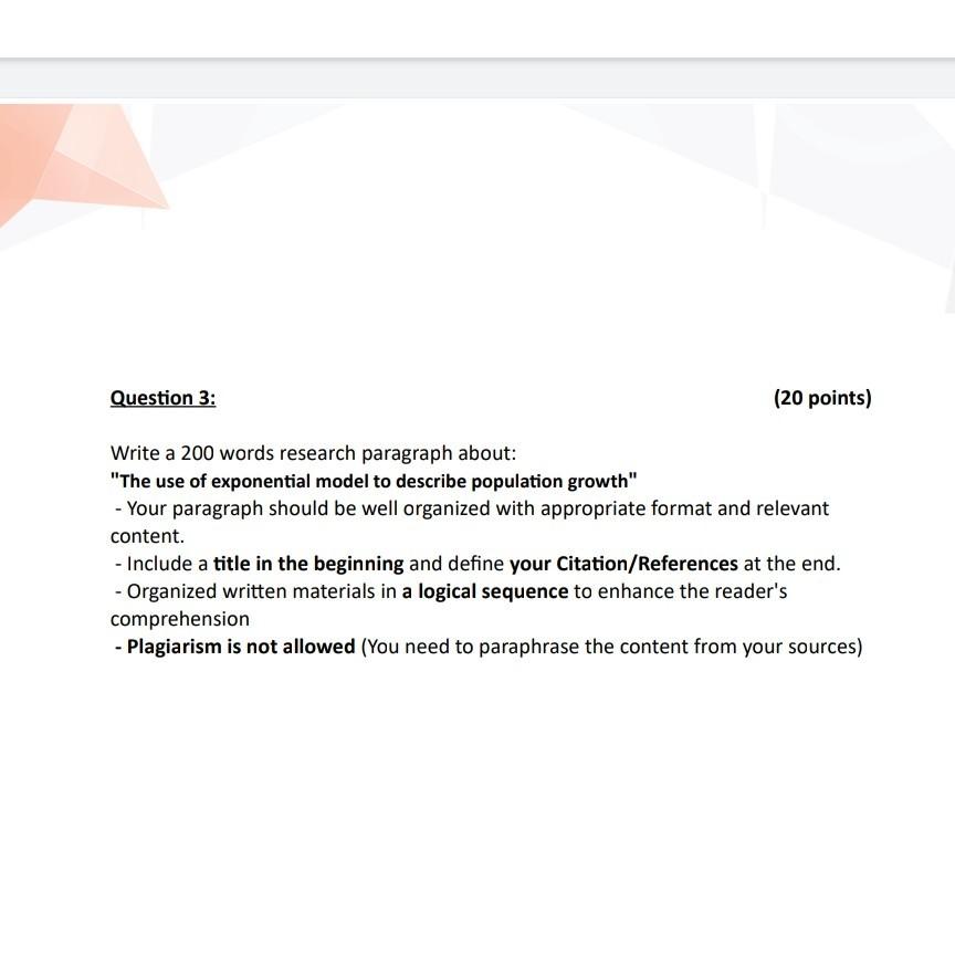 Question 3: (20 points) Write a 200 words research | Chegg.com