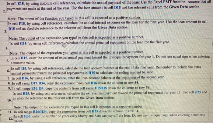 Solved In cell E15, by using absolute cell references, | Chegg.com