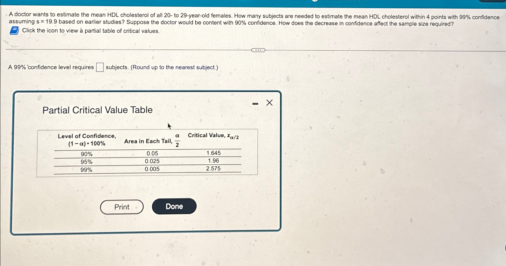 Solved A doctor wants to estimate the mean HDL cholesterol | Chegg.com
