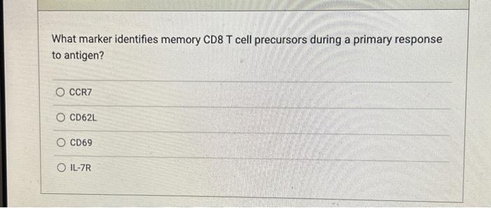 Solved What marker identifies memory CD8 T cell precursors | Chegg.com