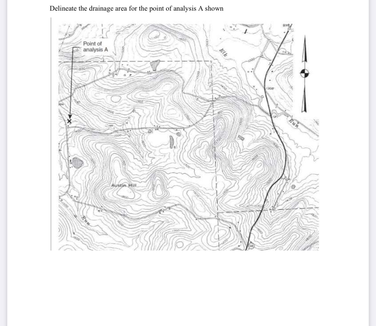 Solved Delineate the drainace area for the noint of analvcic | Chegg.com
