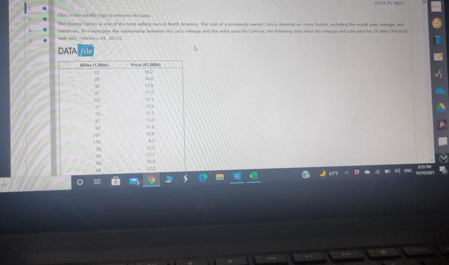 Solved Check My Work Click on the datafile logo to reference | Chegg.com