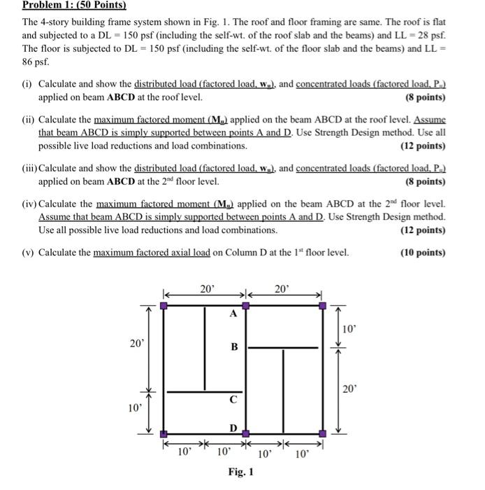 Solved The 4-story building frame system shown in Fig. 1. | Chegg.com